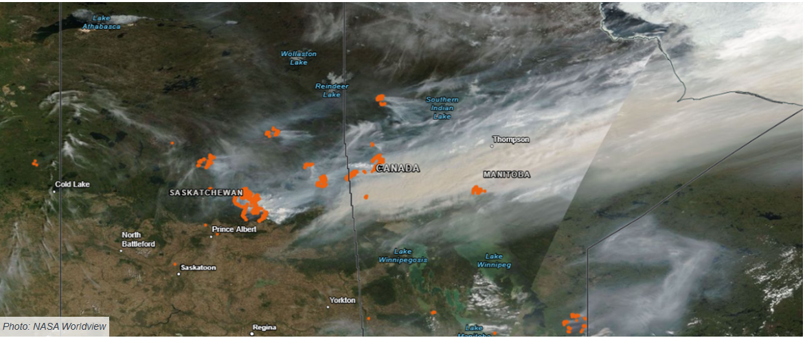 Smoke from the forest fires in Canada is heading towards Norway